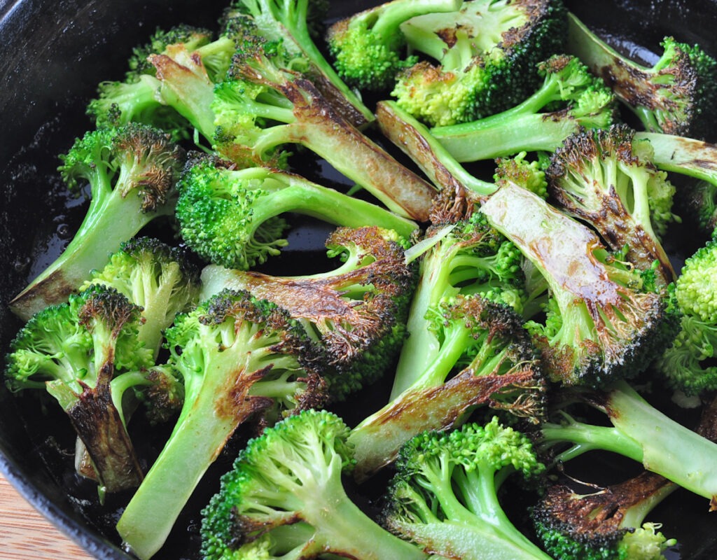 Caramelized Broccoli with Roasted Garlic Vinaigrette