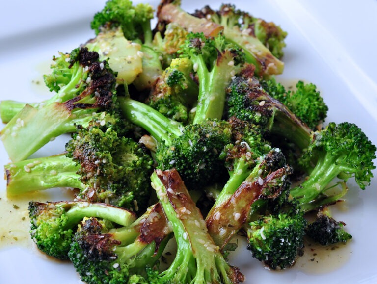 Caramelized Broccoli with Roasted Garlic Vinaigrette